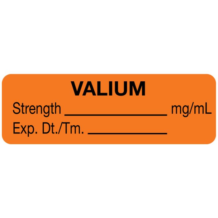 Anesthesia Label, Valium mg/mL, 1-1/2" x 1/2" | United Ad Label