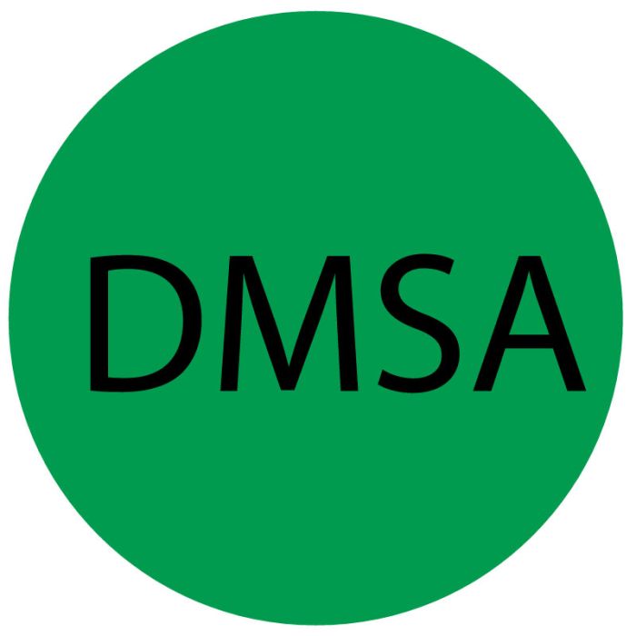 Nuclear Medication Syringe Labels, DMSA, 1/2" dia | United Ad Label