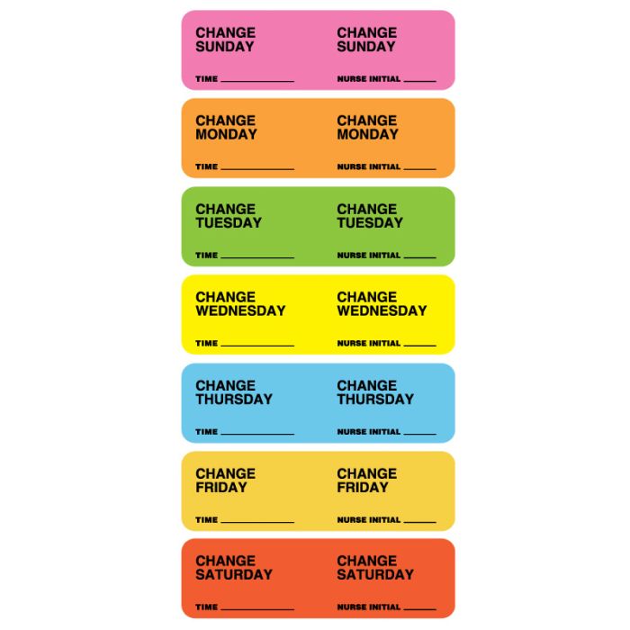 7 Day Kit, Change Minder Label Set, 3" x 7/8" | United Ad Label