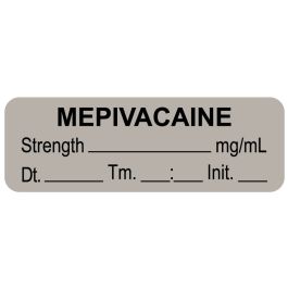 Anesthesia Label, Mepivacaine mg/mL Date Time Initial, 1-1/2" x 1/2 ...