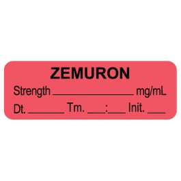 Anesthesia Label, Zemuron mg/mL DTI 1-1/2" x 1/2" | United Ad Label