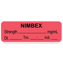 Anesthesia Label, Nimbex mg/mL DTI 1-1/2" x 1/2" | United Ad Label
