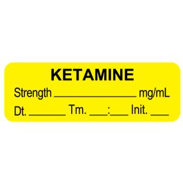 Anesthesia Label, Ketamine, mg/mL DTI 1-1/2" x 1/2" | United Ad Label