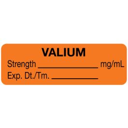 Anesthesia Label, Valium mg/mL, 1-1/2" x 1/2" | United Ad Label