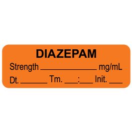 Anesthesia Label, Diazepam mg/mL Date Time Initial, 1-1/2" x 1/2 ...