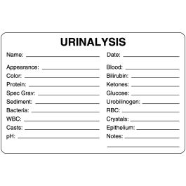 Name Date Appearance, Laboratory Urinalysis Label, 4" x 2-5/8" | United ...