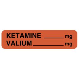 Anesthesia Label, Ketamine/Valium mg, 1-1/4" x 5/16" | United Ad Label