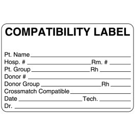 Blood Identification, Compatibility Label, 3" x 2" | United Ad Label