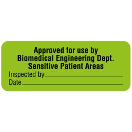 Approved For Use By Biomedical, Patient Monitoring Equipment Label, 2-1 ...