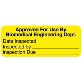 Approved For Use Biomedical, Equipment Inspection Label, 2" x 1 ...