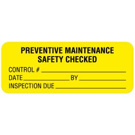 Safety Checked, Equipment Repair and Maintenance Label, 2-1/4" x 7/8 ...