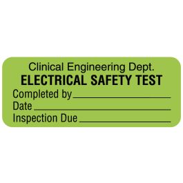 Clinical Engineering, Electrical Equipment Safety Label, 2-1/4" x 7/8 ...
