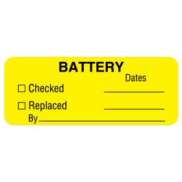 Yellow Battery Maintenance Labels, 2-1/4" x 7/8" | United Ad Label