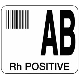 AB Rh Positive, Codabar ABO Group Label, 1-7/10" x 1-1/2" | United Ad Label
