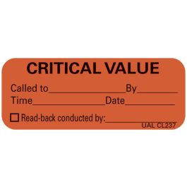 Critical Value, Communication Label, 2-1/4" x 7/8" | United Ad Label