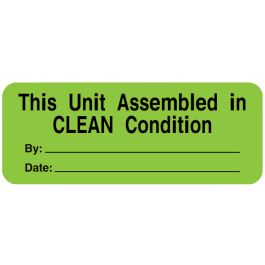 Assembled Clean, Equipment Service Label, 2-1/4" x 7/8" | United Ad Label