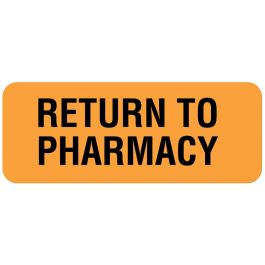 Return To Pharmacy, Pharmacy Communication Label, 2-1/4" x 7/8 ...