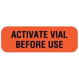 Activate Vial Before Use, Medication Instruction Label, 1-1/2" x 1/2 ...