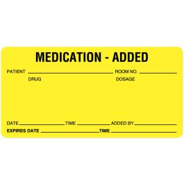 Patient Room, IV Medication Added Label, 4" x 2" | United Ad Label