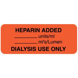 Heparin Added__Units/M, Line Identification Label, 2-1/4" x 7/8 ...