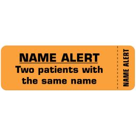 Name Alert Two Patients With Same, Wrap-around Chart Label, 3" x 1 ...