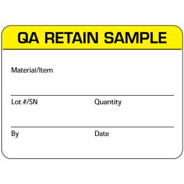 QA Retain Sample Material, Quality Control Label, 2-3/8" x 1-3/4 ...