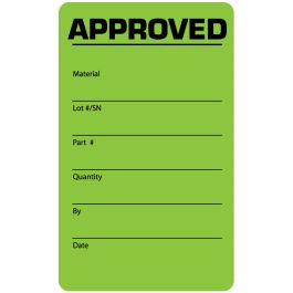 Approved Material Lot, Quality Control Label, 2-1/8" x 3-1/2" | United ...