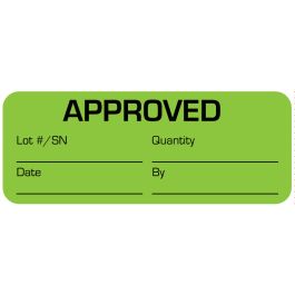 Approved Lot Quantity, Quality Control Label, 2-1/4" x 7/8" | United Ad ...