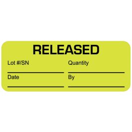 Released Lot Quantity , Quality Control Label, 2-1/4" x 7/8" | United ...