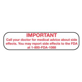 Medication Side Effects, Medication Instruction Label, 1-5/8" x 3/8 ...