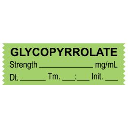 Anesthesia Tape, Glycopyrrolate mg/mL, Date Time Initial, 1-1/2" x 1/2 ...