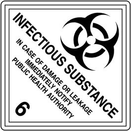 D.O.T Damage Or Leakage, Infectious Substance, Shipping Label, 4" x 4 ...