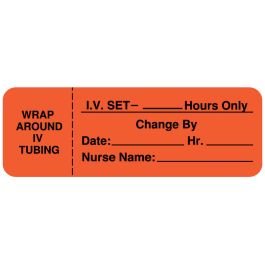 IV Tubing Change Label, 3" x 1" | United Ad Label
