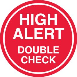 High Alert Double Check, Alert Label, 3/4" Dia | United Ad Label