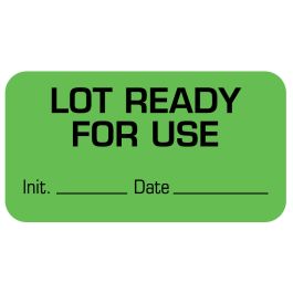 Lot Ready For Use Initials Date, Quality Control Label, Removable, 1-5/ ...