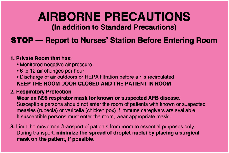 Pink Airborne Precaution Labels for Nurses, 8" x 5-1/4" | United Ad Label
